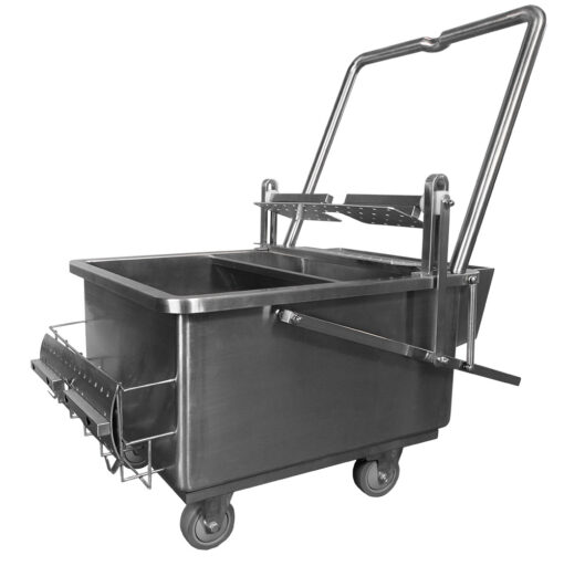 Stainless Steel Cart w/ Wringer & Double Buckets: Teknipure
